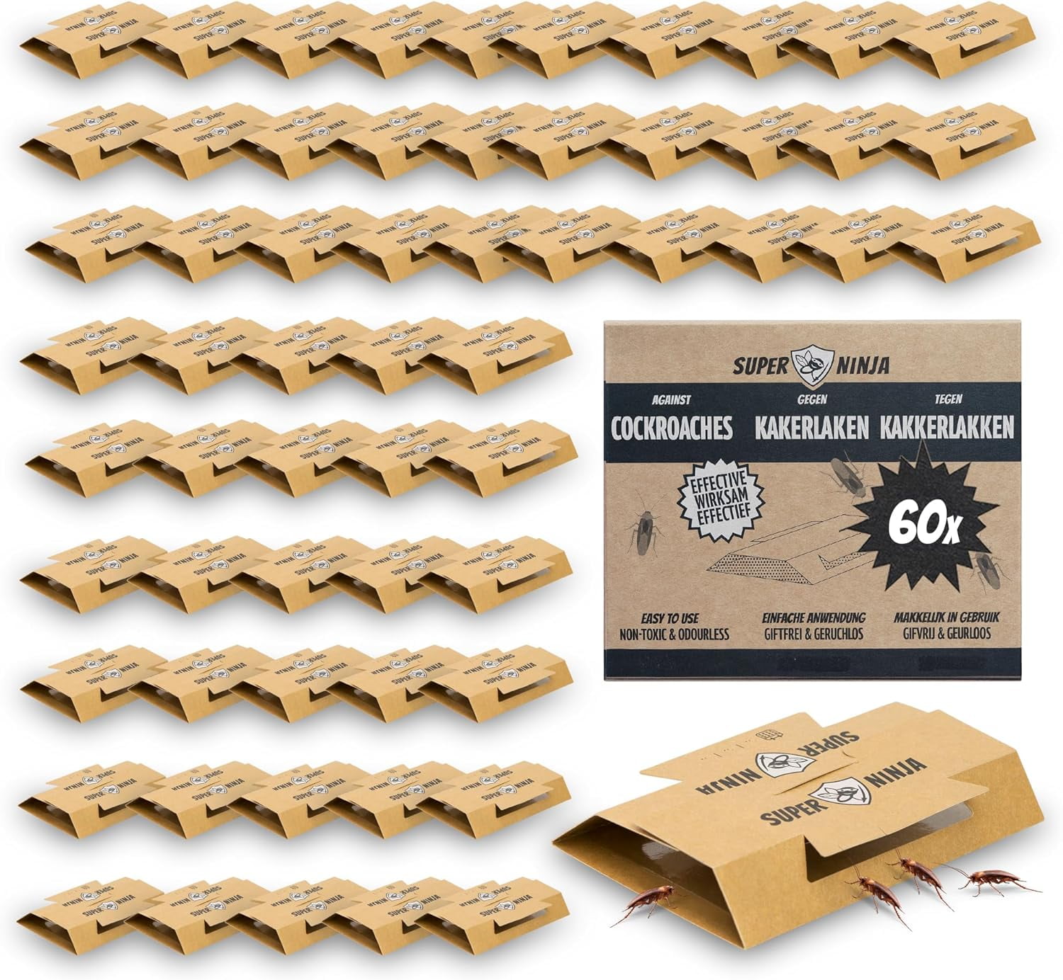 Super Ninja Cockroaches Killer - 60 Traps - Highly Effective and ...