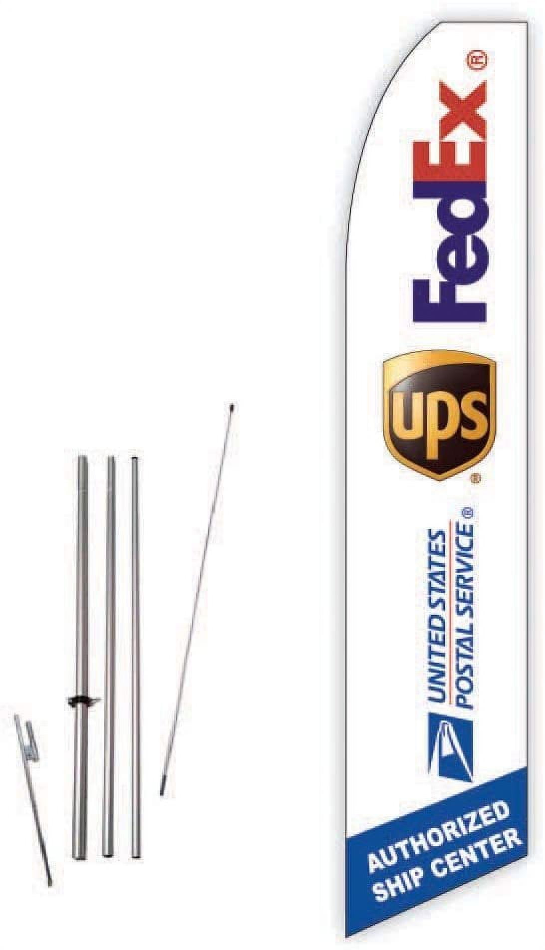 Super Novo Feather Flag for FedEx UPS USPS Authorized Ship Center White ...
