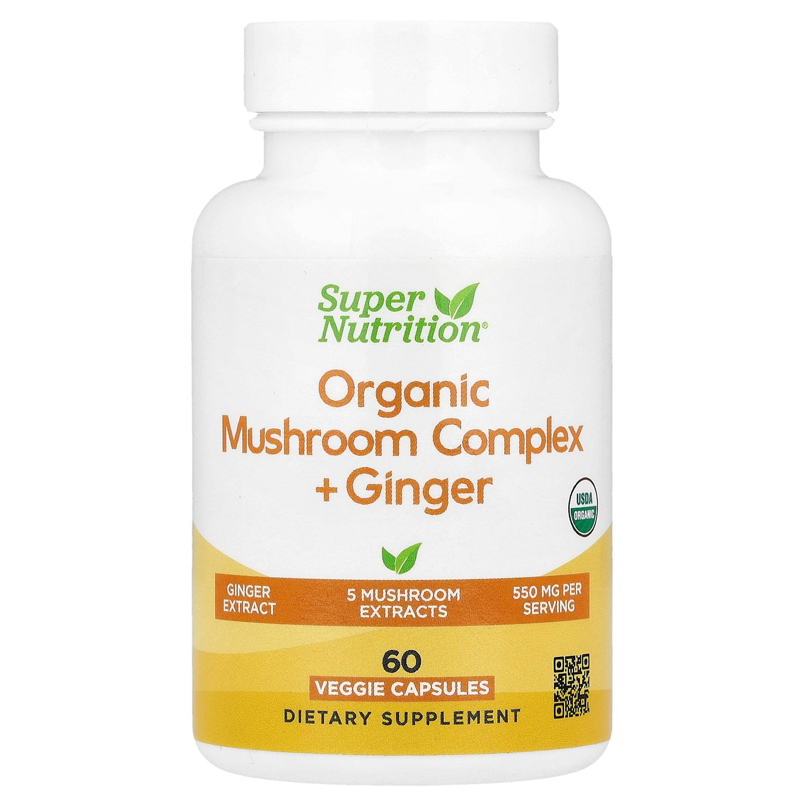 Super Nutrition Organic Mushroom Complex + Ginger, 60 Veggie Capsules - Walmart.com
