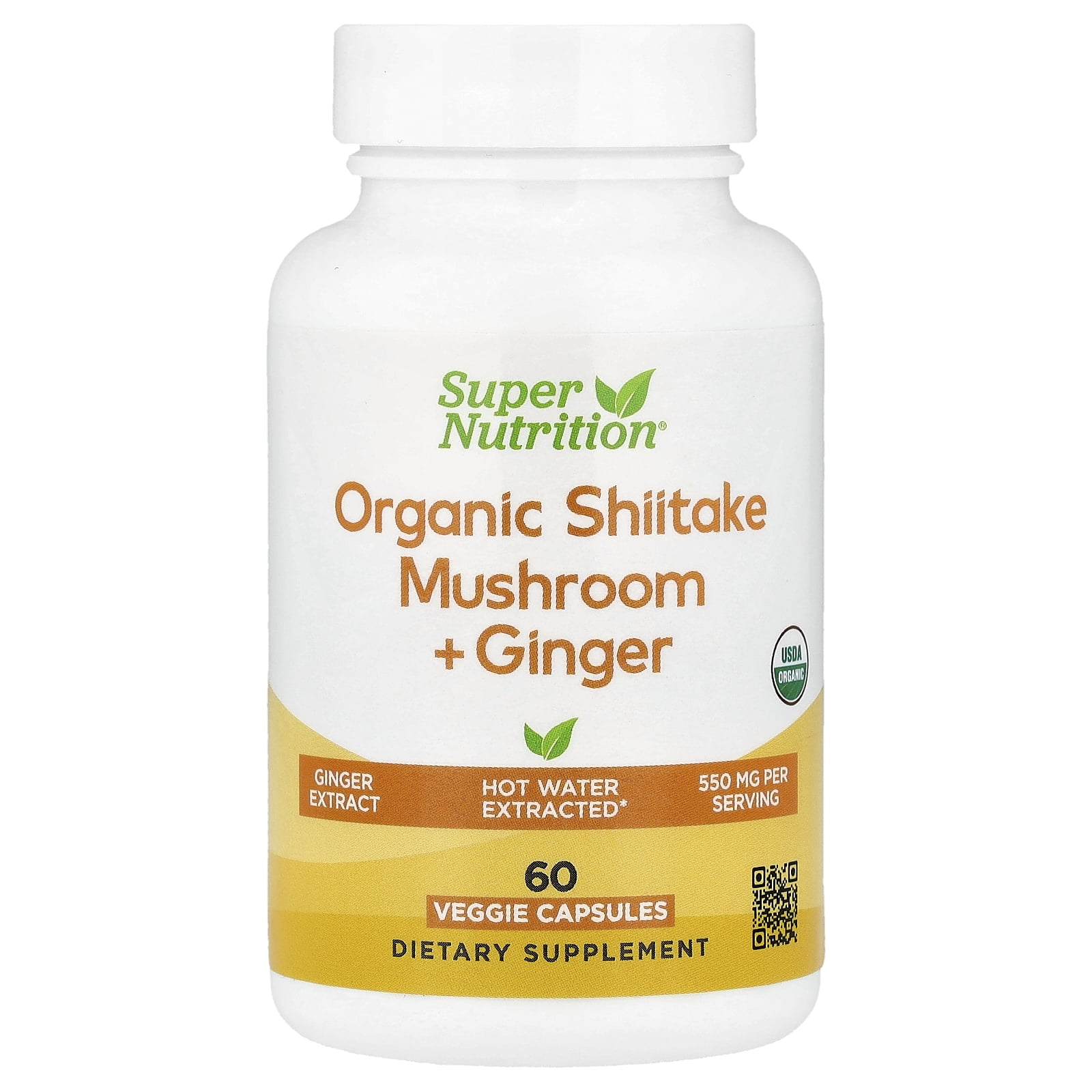 Super Nutrition Organic Shiitake Mushroom + Ginger with Organic ...