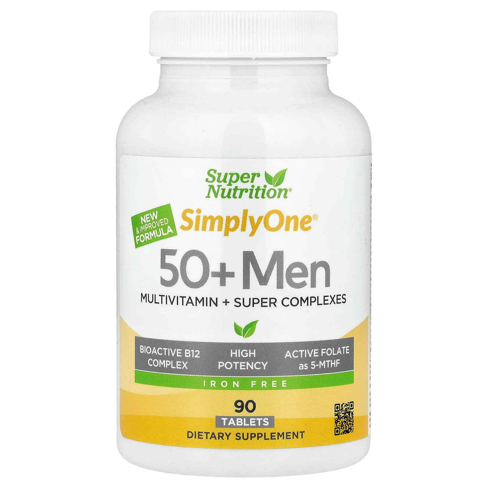 Super Nutrition Simply One, Men's 50+ Multivitamin with Super Adaptogens, Greens, Spices ...