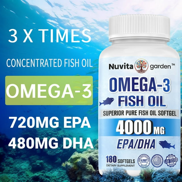 Super Omega-3 EPA/DHA 4000mg Fish Oil - Omega 3 Supplement - For Heart ...