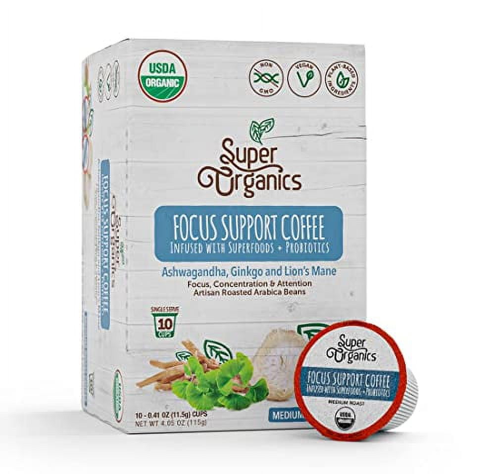 Super Organics Focus Support Coffee Brew Cups With Superfoods ...