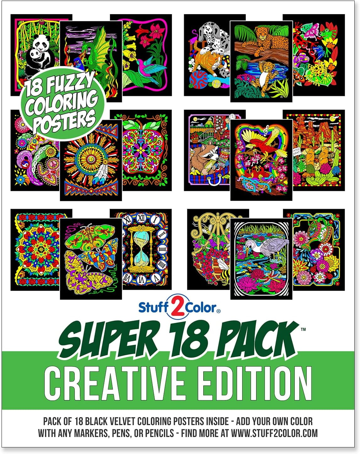 Super Pack of 18 Fuzzy Velvet Coloring Posters (Creative Edition ...