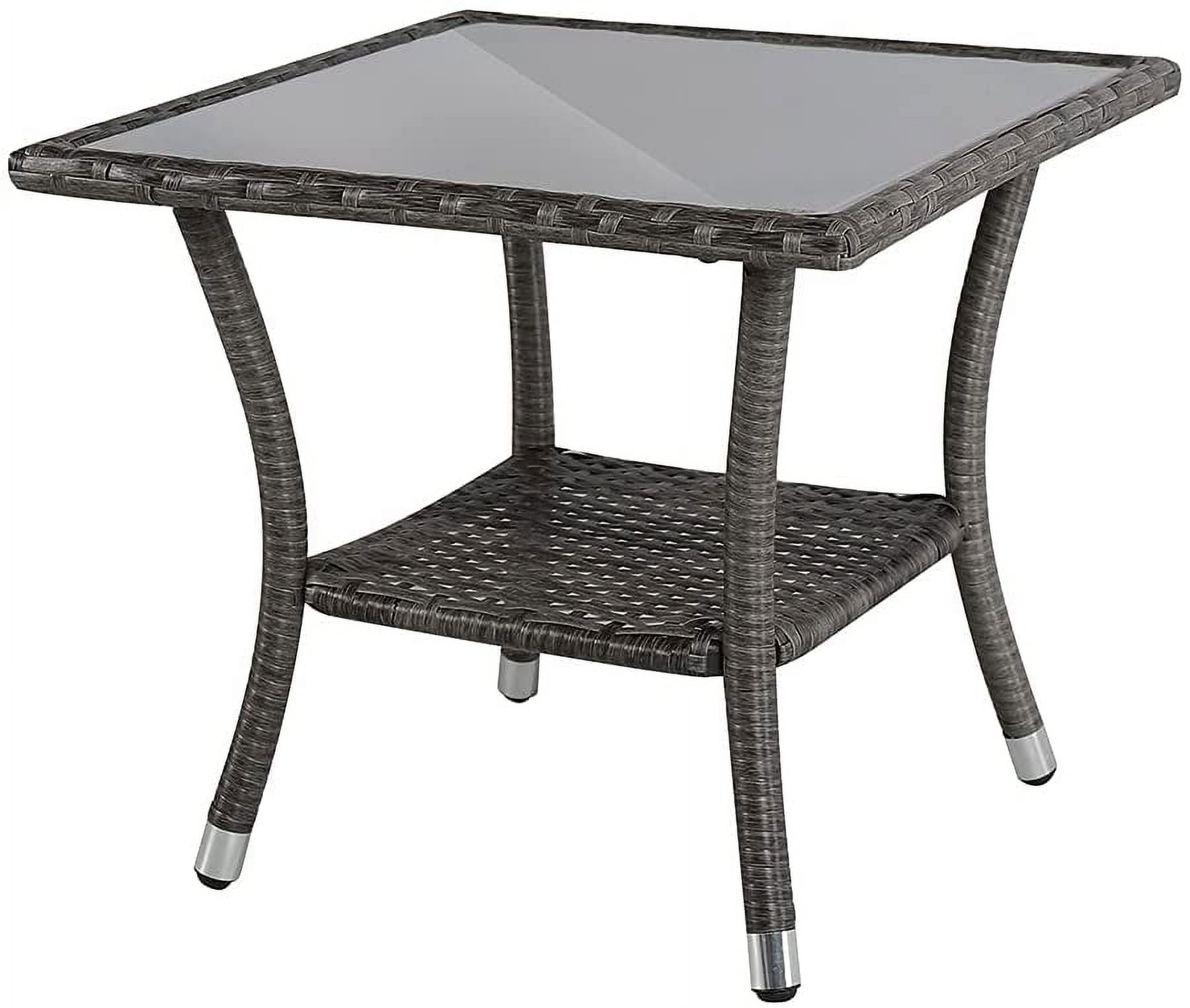 Super Patio Outdoor Side Table, 20" Square Wicker End Coffee Table with ...