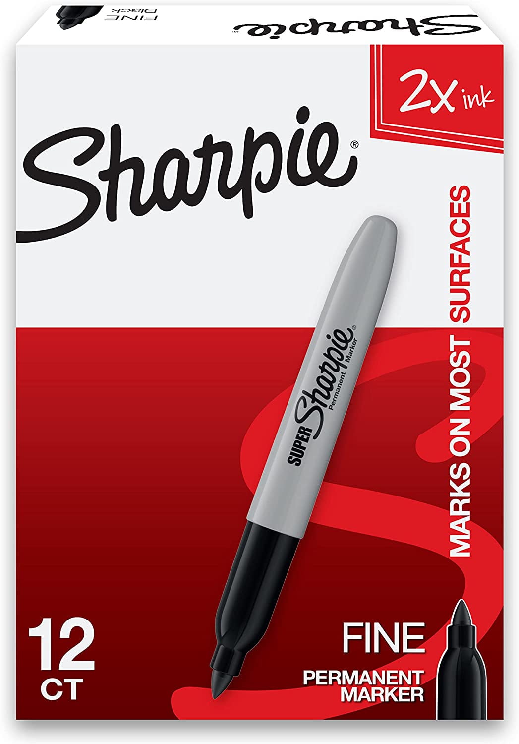 Super Permanent Markers, Fine Point, Black, 12 Count - Walmart.com