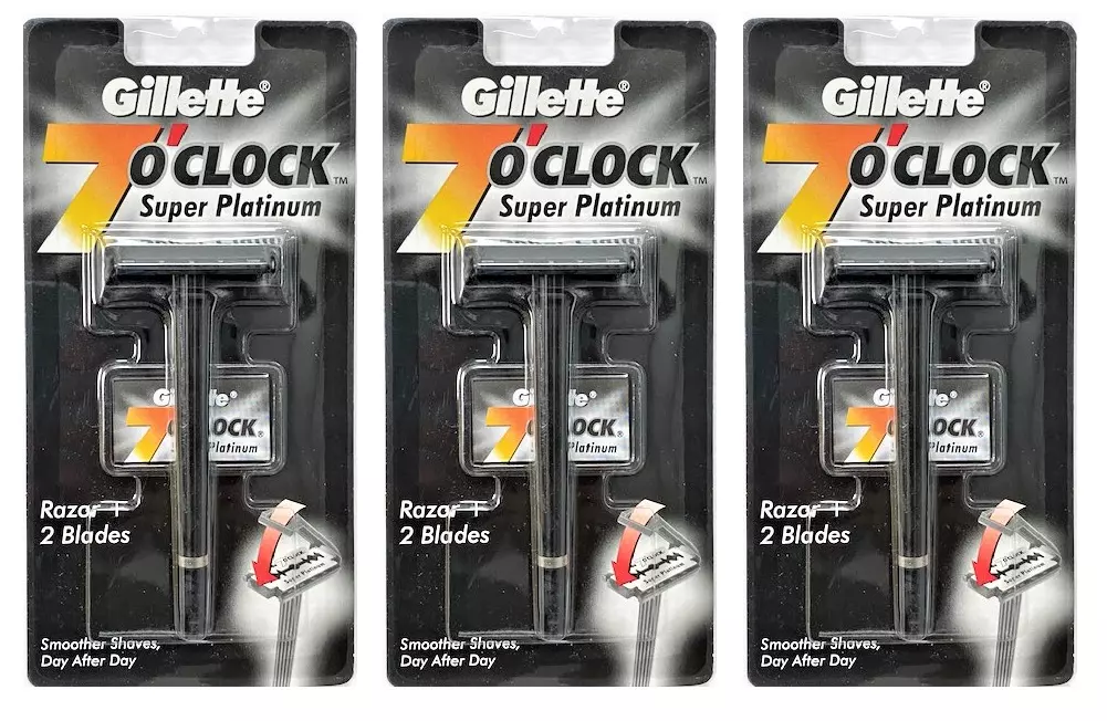 Super Platinum Double Edge Razor Handle + 2 Blades (3 Pack) – Smooth ...