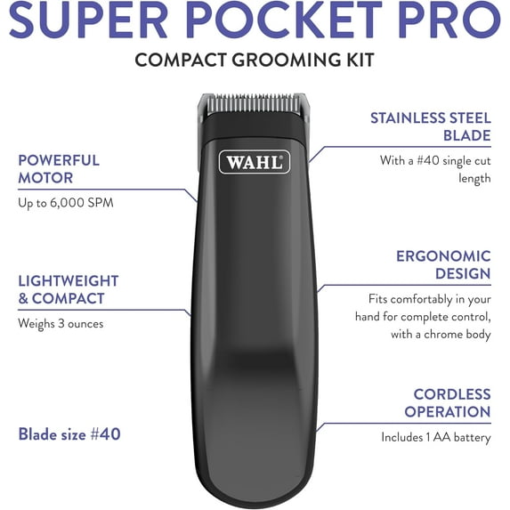 Super Pocket Pro Pet Grooming Clipper - Compact Cordless Trimmer for Dogs and Cats - Walmart.com