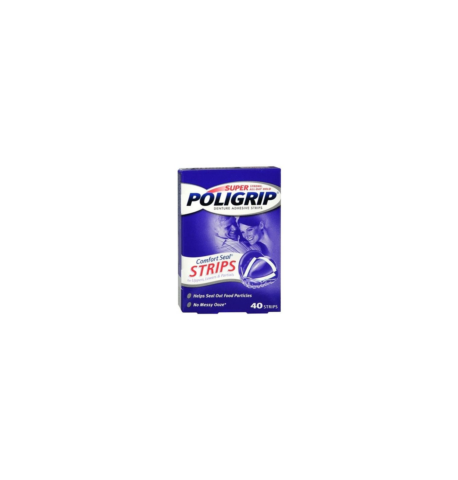 Super PoliGrip Denture Adhesive, Comfort Seal Strips 40 ea (Pack of 6 ...