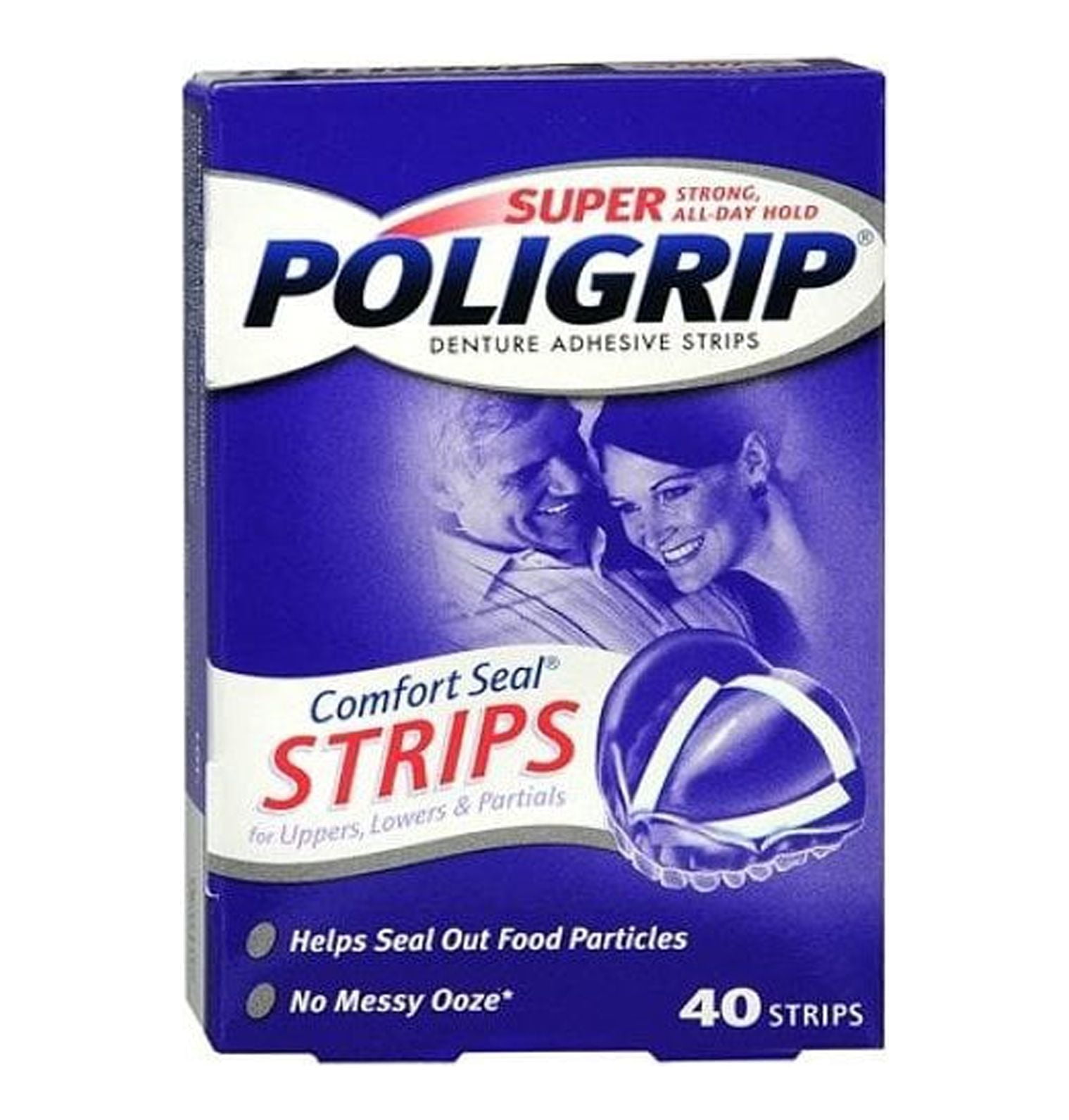 Super PoliGrip Denture Adhesive, Comfort Seal Strips 40 ea (Pack of 6 ...