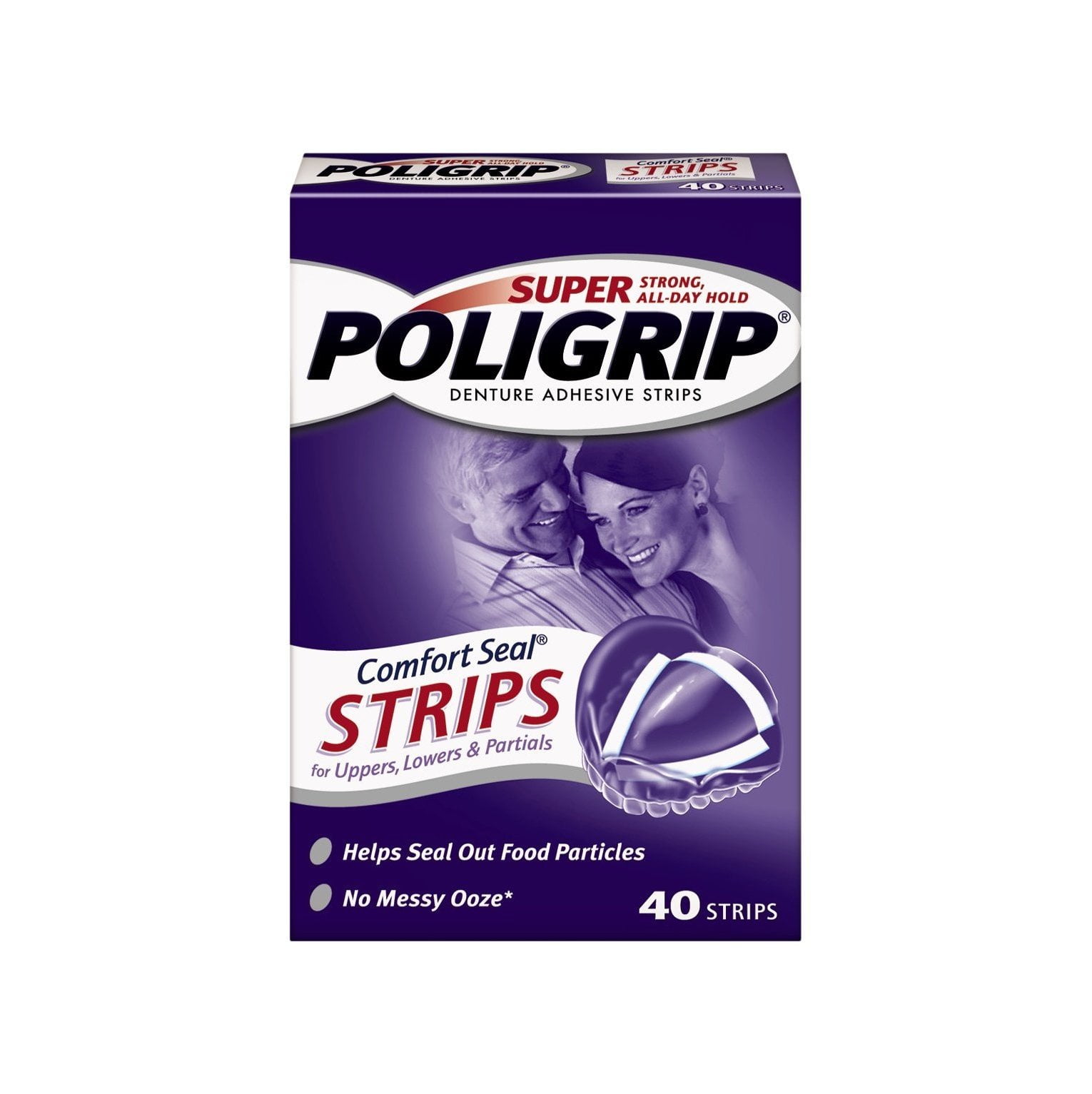 Super Poligrip Comfort Seal Denture Adhesive Strips, 40 Count - Walmart.com