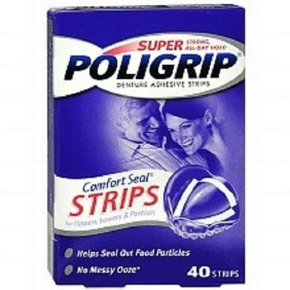 Super Poligrip Comfort Seal Denture and Partials Adhesive Strips, 40 ct