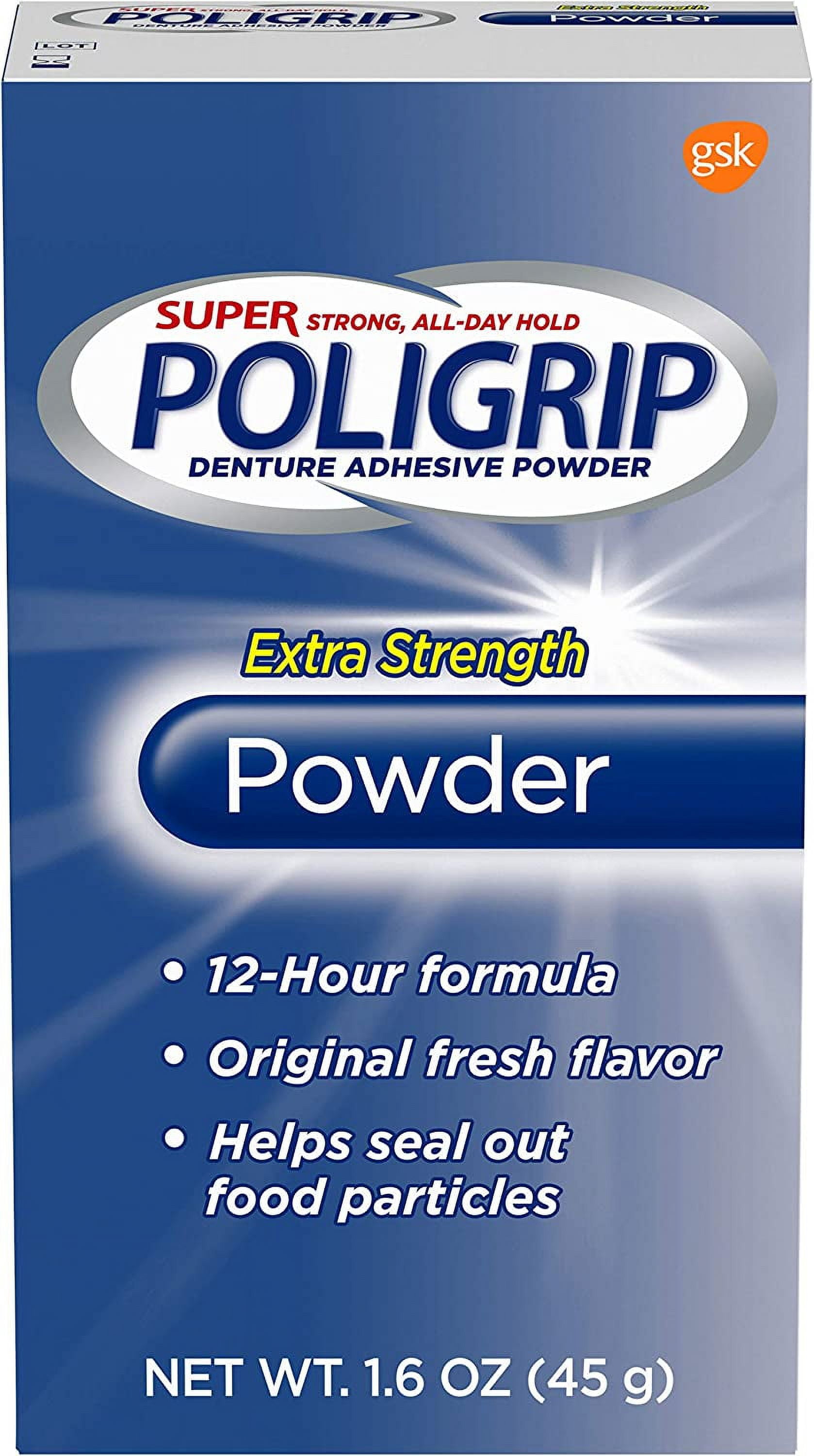 Super Poligrip Denture Adhesive Powder-1.6 oz ( Pack of 4) - Walmart.com