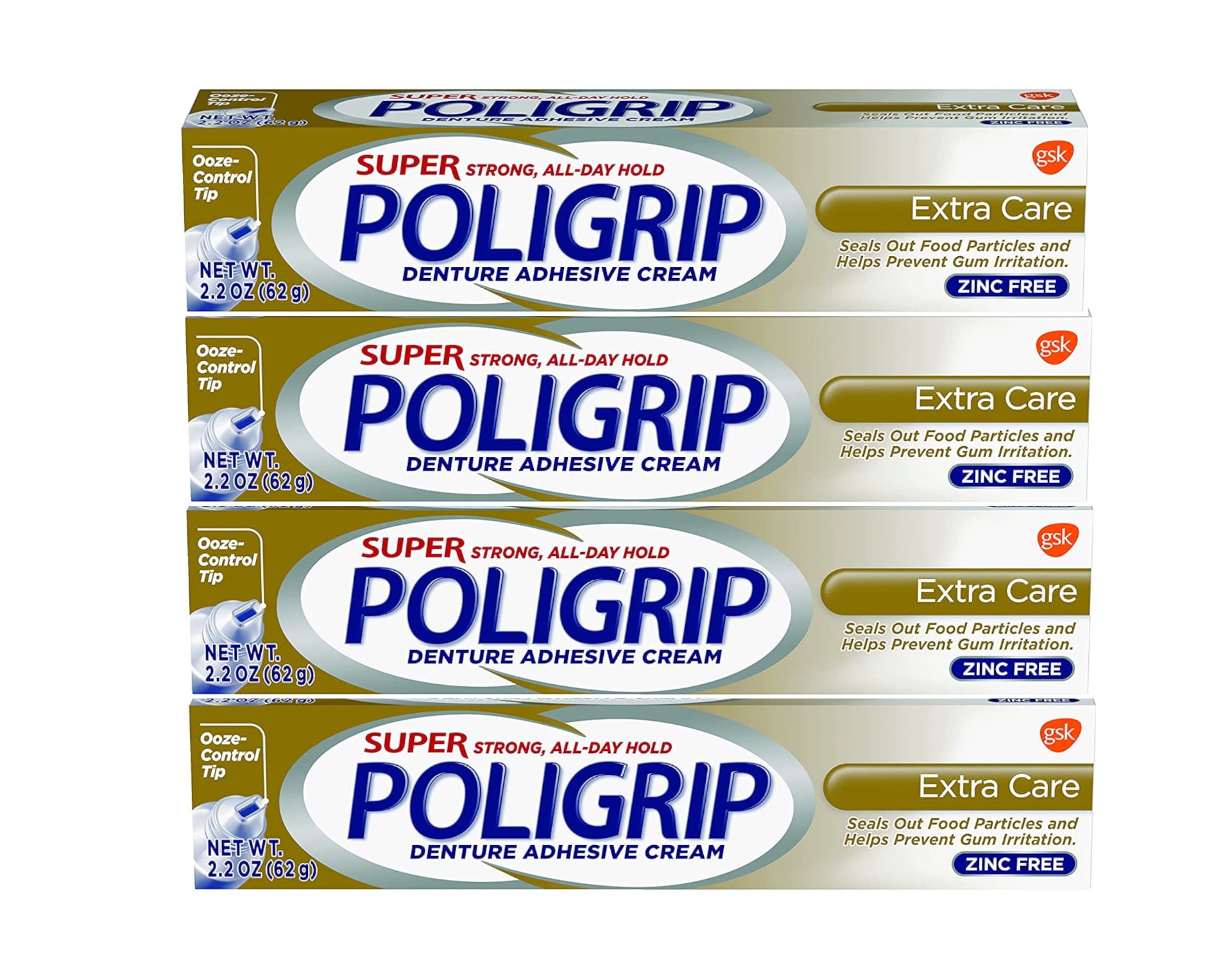 Super Poligrip Extra Care Denture Adhesive Cream, Zinc Free Denture ...