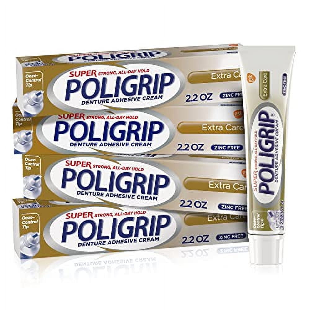 Super Poligrip Extra Care Denture Adhesive Cream, Zinc Free Denture ...