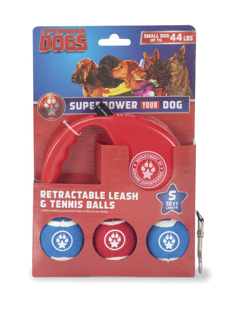 Super Power Dogs Retractable Leash & Tennis Balls -Up to 44 Lbs ...