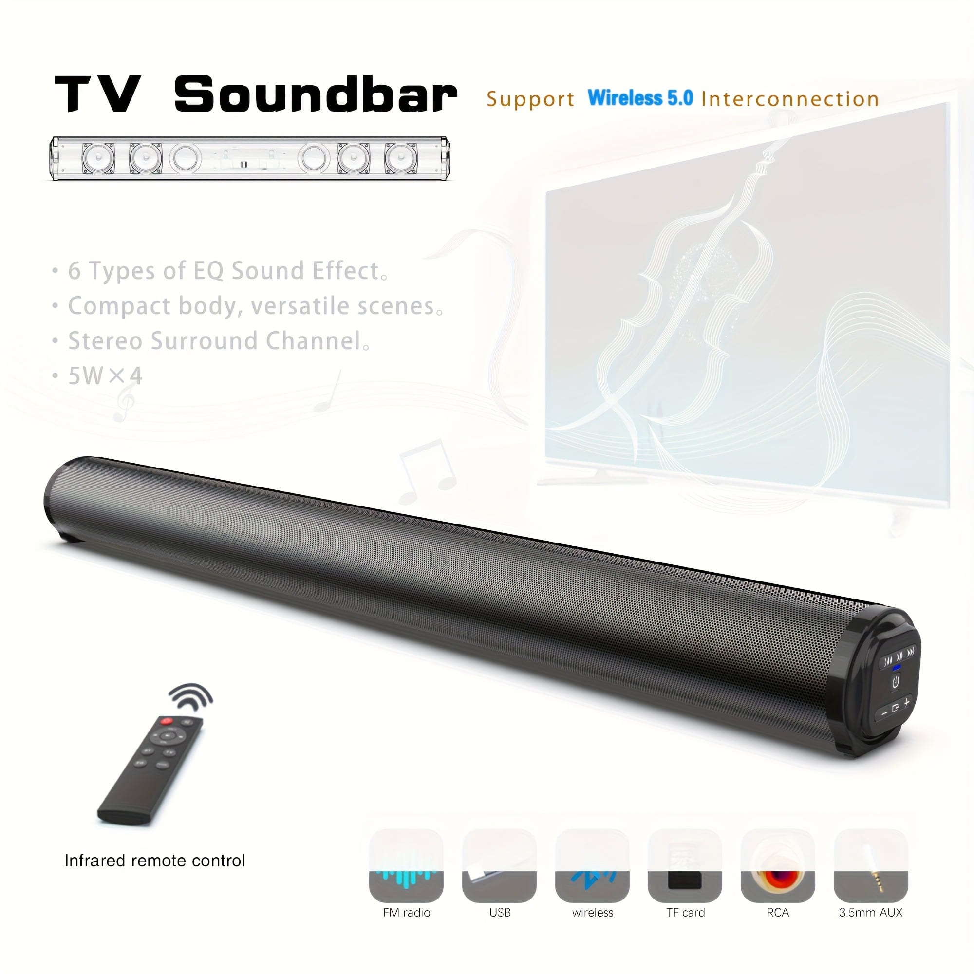 Super Powerful Sound Bar Portable Wireless Speaker Surround Stereo ...