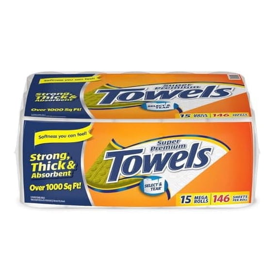 Super Premium 2-Ply Select & Tear Paper Towels 150 sheets/roll, 15 ...