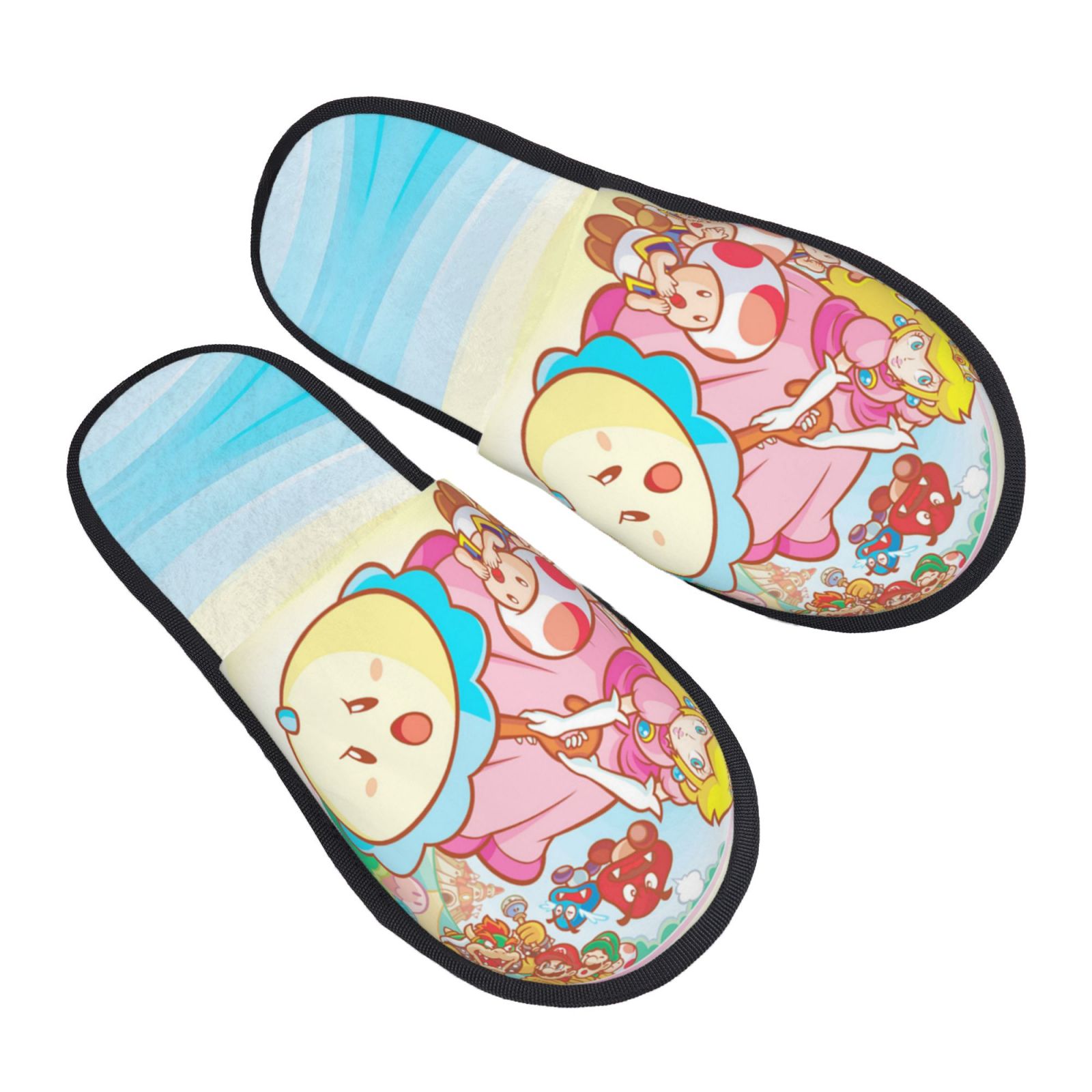 Super Princess Peach Fluffy House Slippers Memory Foam Suede Slippers ...
