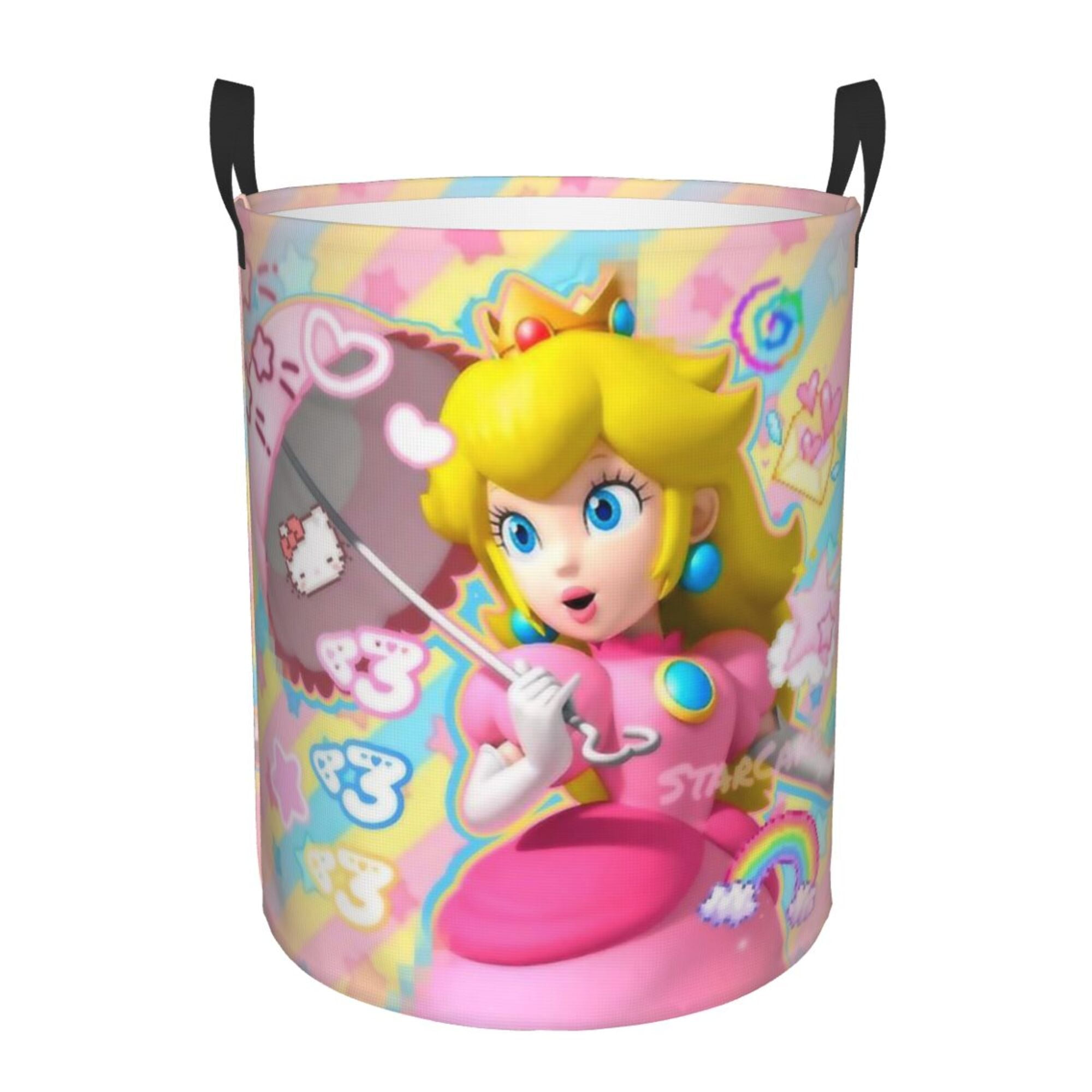 Super Princess Peach Storage Basket Laundry Hamper Collapsible Round ...