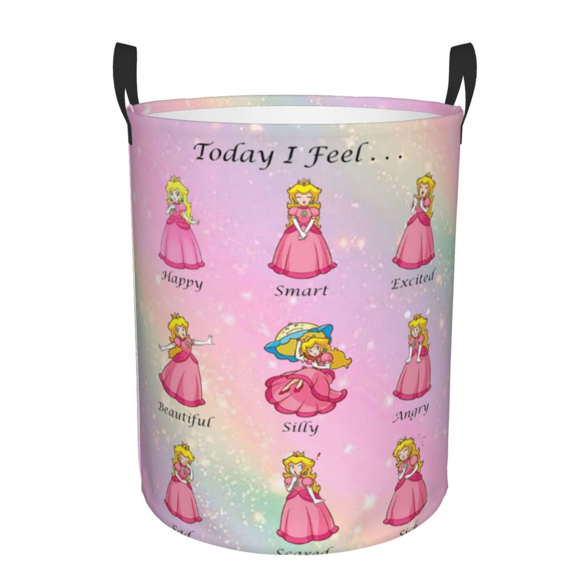Super Princess Peach Storage Basket Laundry Hamper Collapsible Round ...