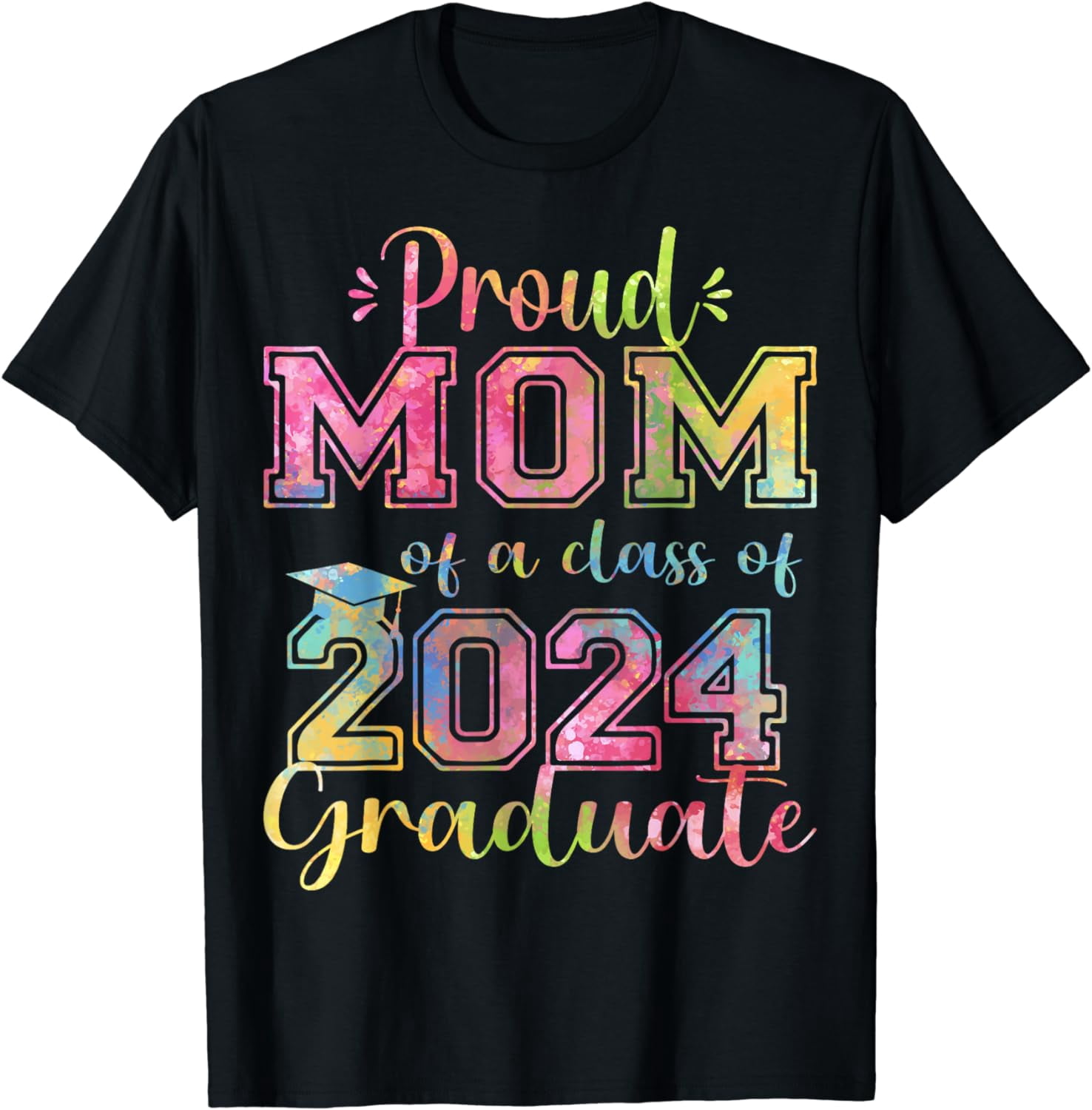 Super Proud Mom of 2024 Graduate Awesome Family College Cotton T-Shirt ...