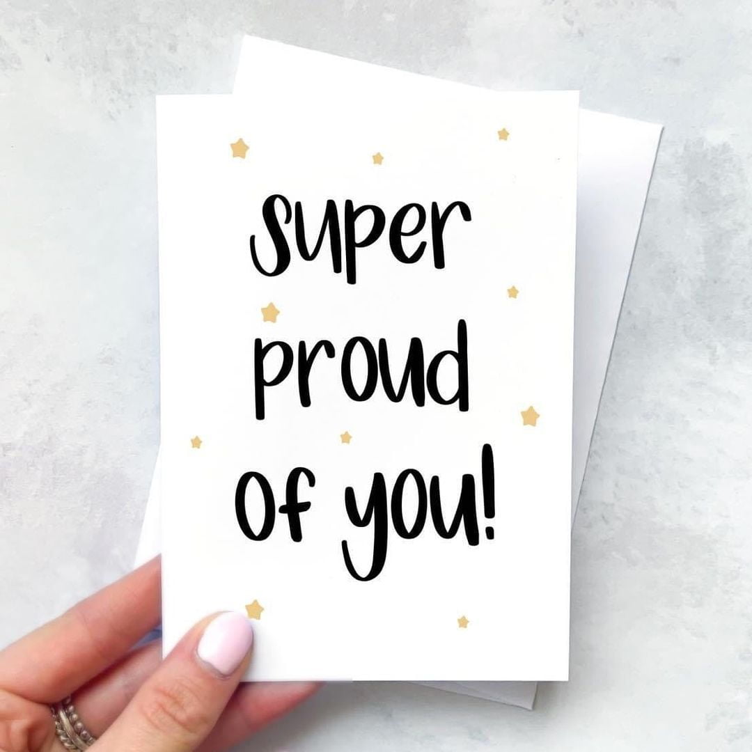 Super Proud of You Card – Cheerful Greeting Card with Gold Star Accents ...