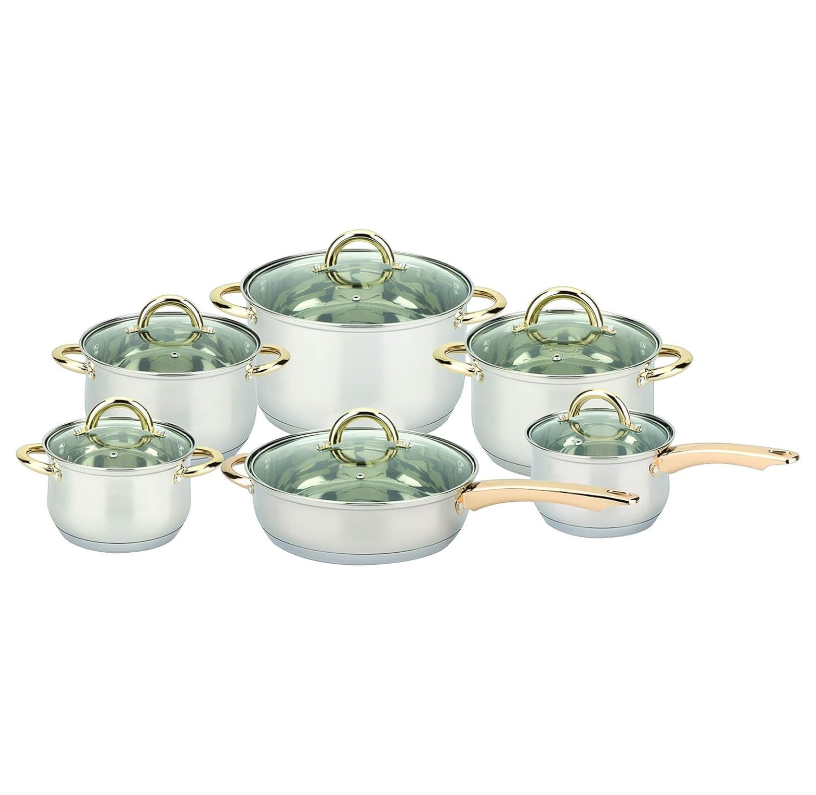 Super Quality18/10 Stainless Steel Cookware Set with Gift Box (12 Pcs S ...