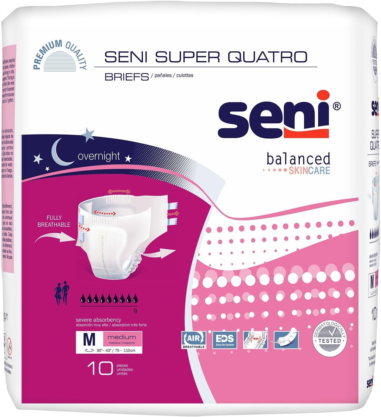 Super Quatro Adult Incontinence Brief M Heavy Absorbency Breathable ...
