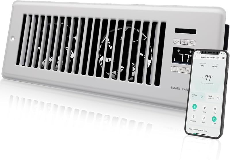 Super Quiet Register Booster Fan for 6" x 10" Register Holes, Smart ...