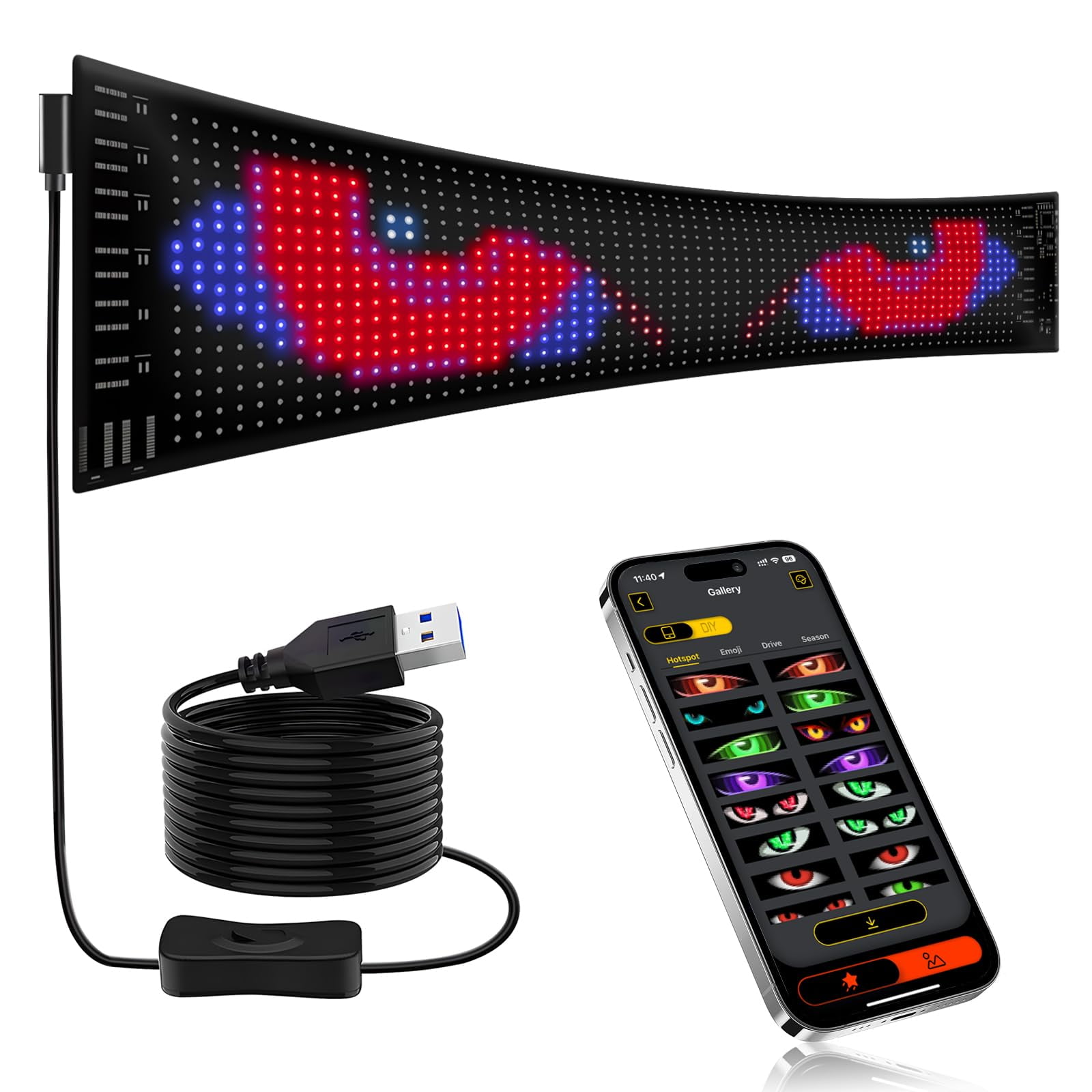 Super RGB Programmable LED DHF10 Sign, 15"x4" Flexible LED Digital ...