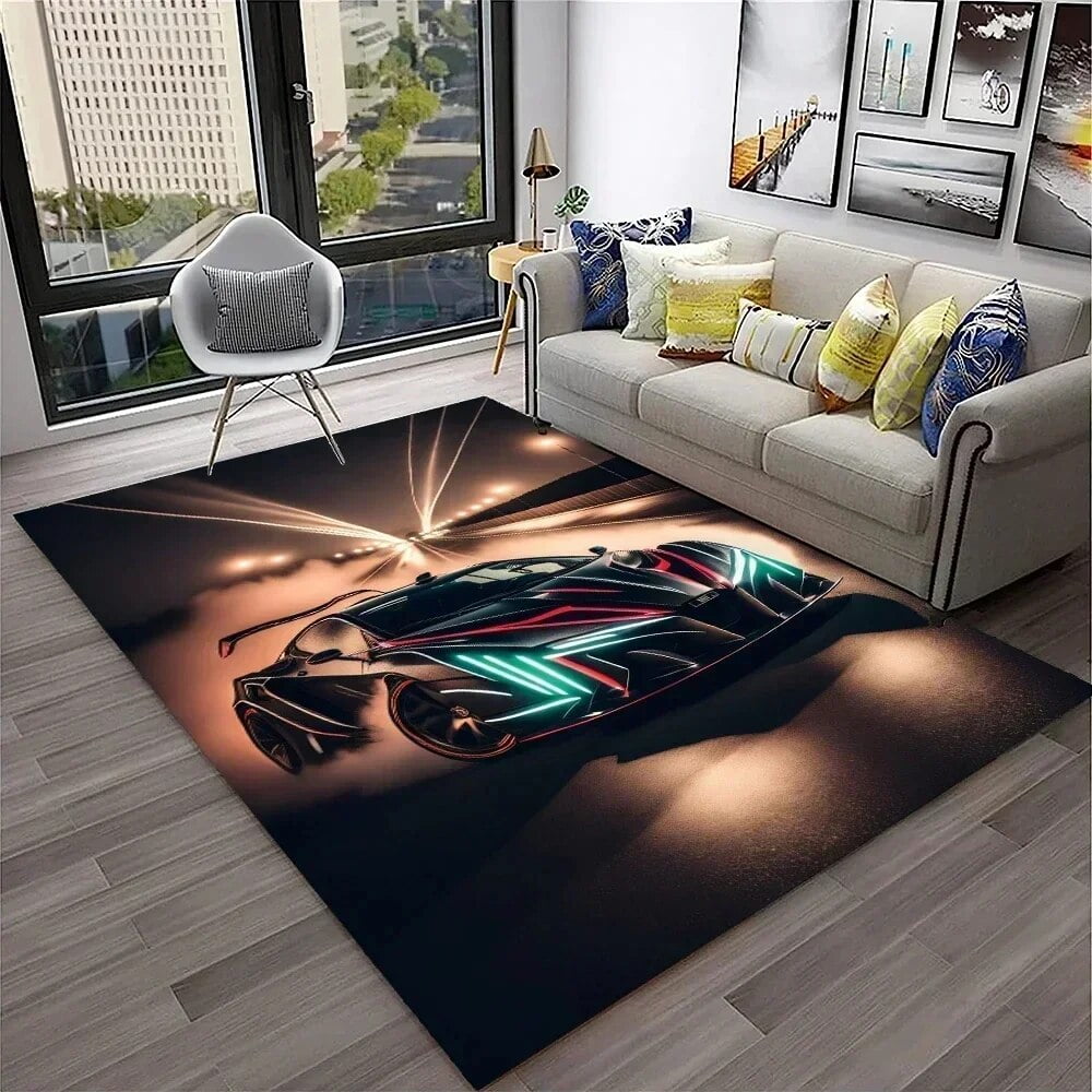 Super Racing Sports Car Cool Old Cars Area Rug Mat Carpet for Bedroom ...