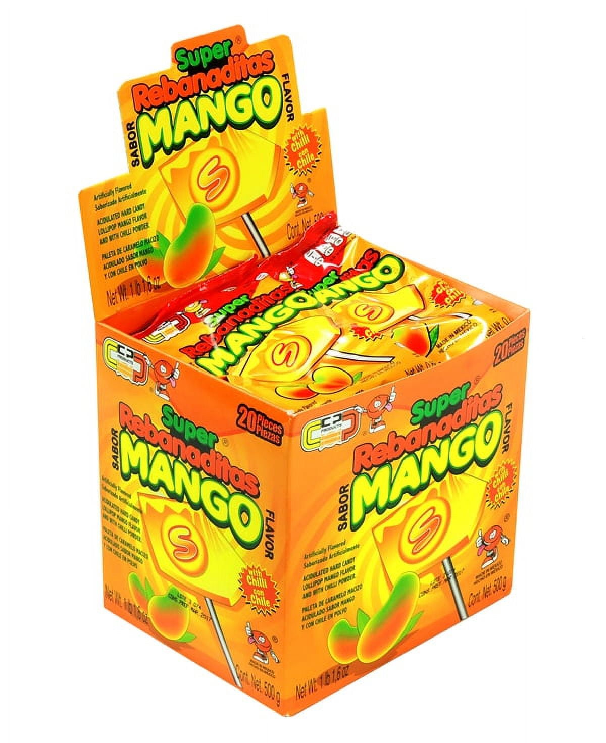 Super Rebanaditas Sabor Mango Lollipop Candy with Chilli 20pc display ...