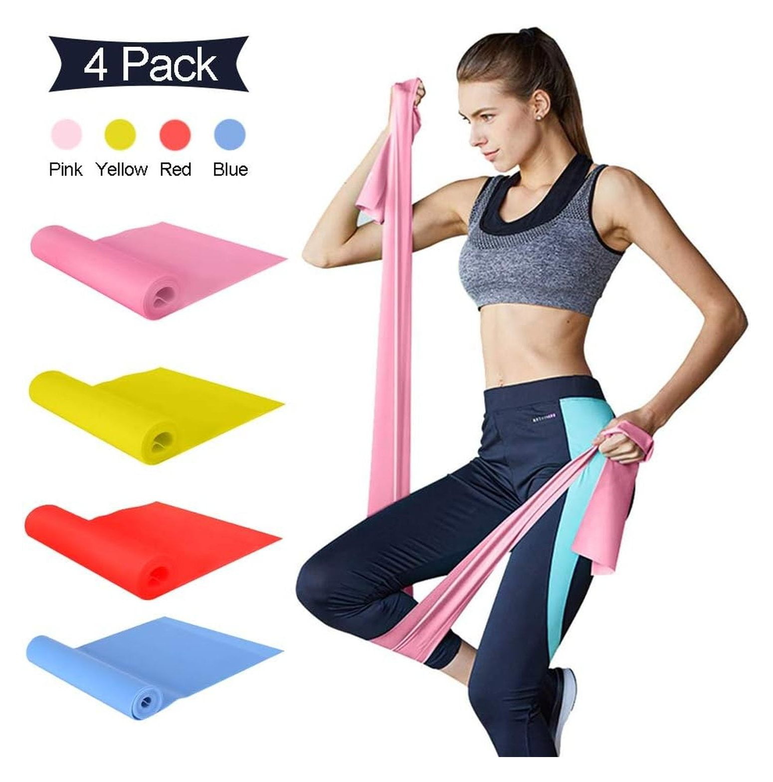 Super Resistance Bands, Set of 4, 150cm Natural Latex, Elastic Bands for Home, Office, Gym ...