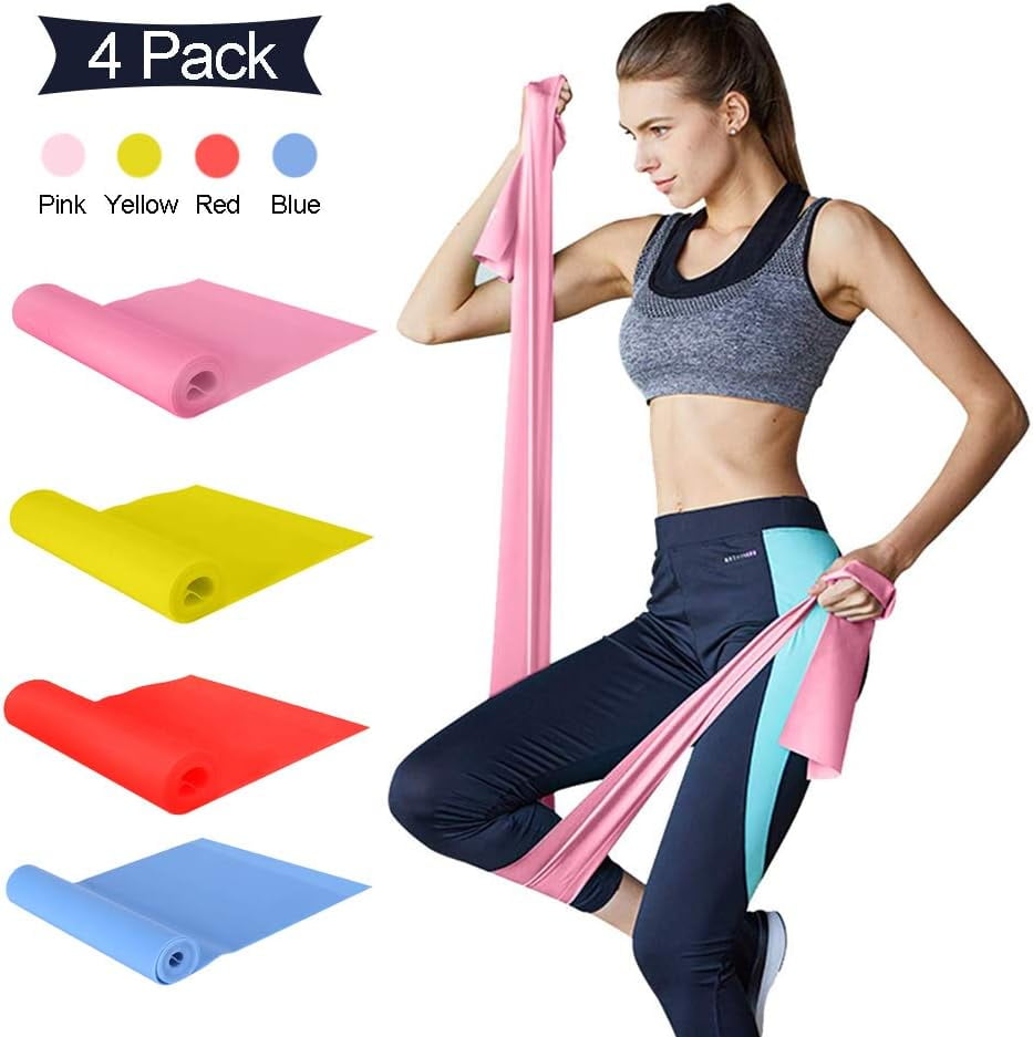 Super Resistance Bands, Set of 4, 150cm Natural Latex Garters Fitness ...