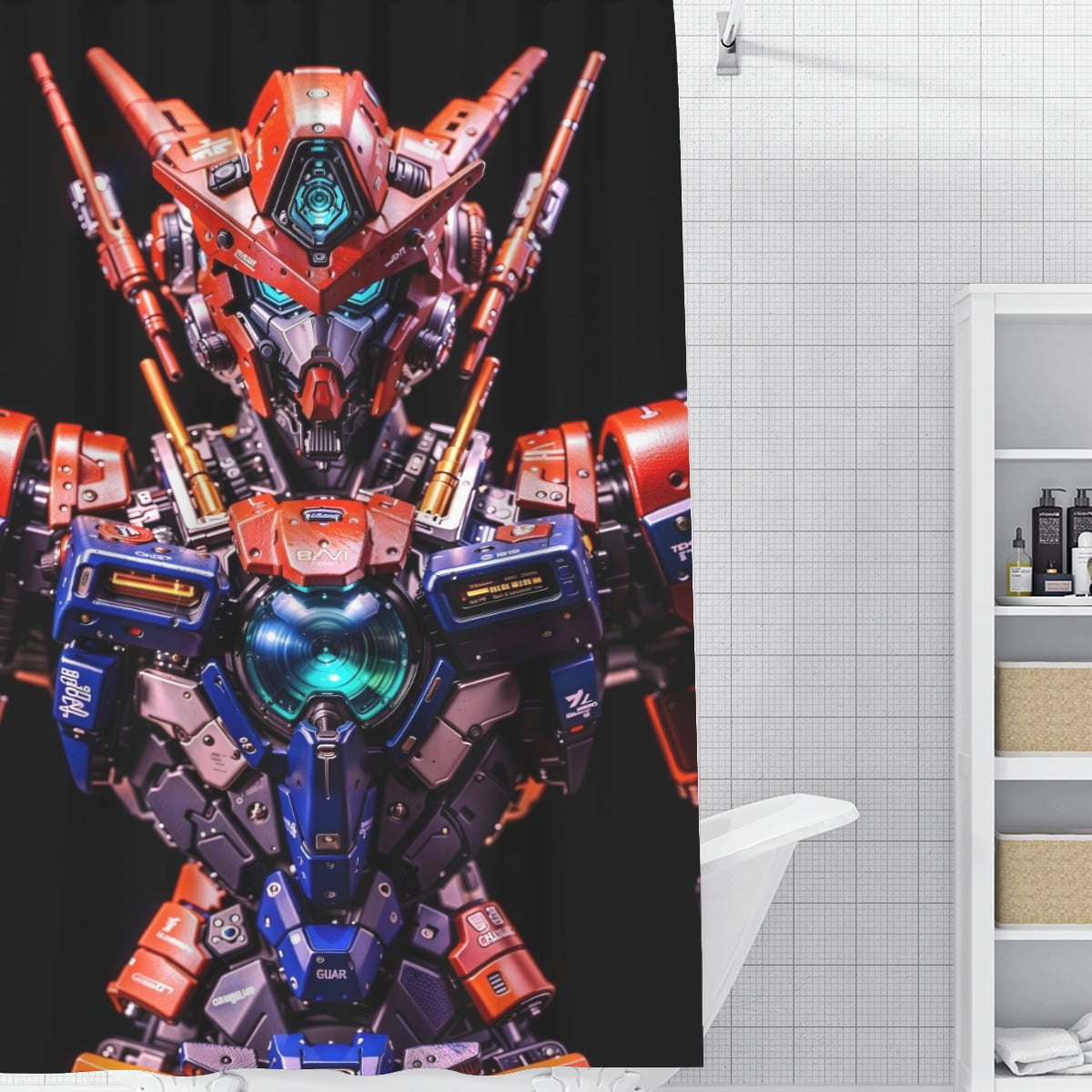 Super Robot Wars Shower Curtain 35*70.8 Inches Waterproof And Durable Vivid Patterns Instantly ...