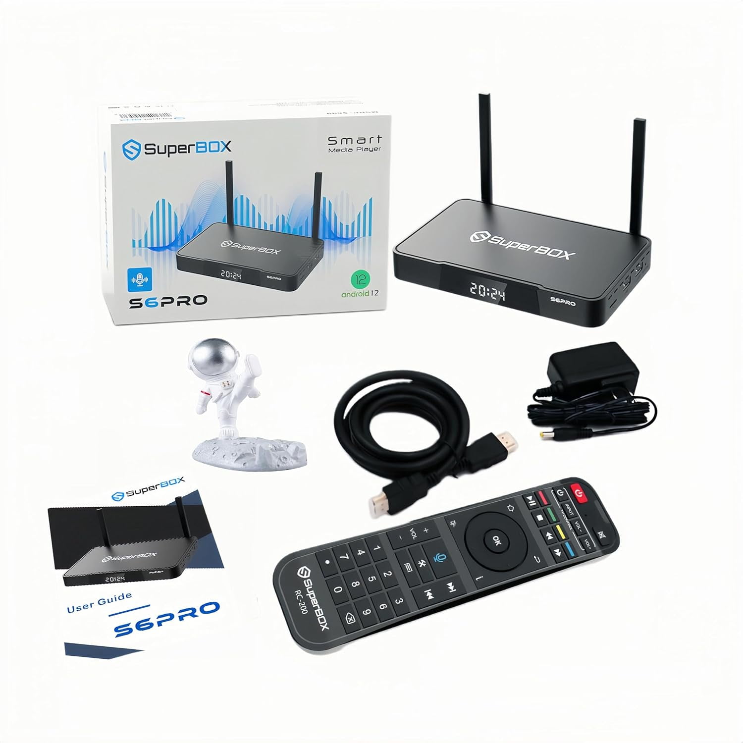 Super S6 Pro Box Bundle,2025 Pack 4GB RAM+32GB ROM,Dual-Band WiFi 6,Android 12 with 1*HDMI Cable ...