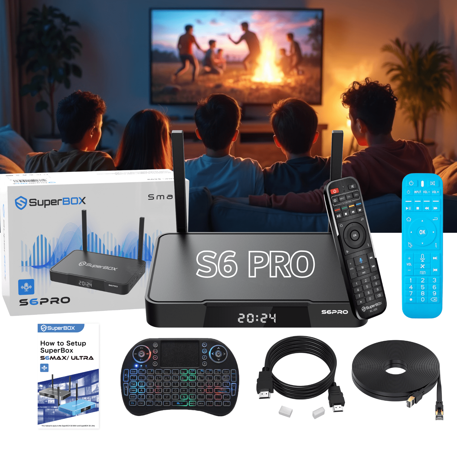 Super S6 Pro Box Home Theater System Accessories Set 2026 with Remote ...