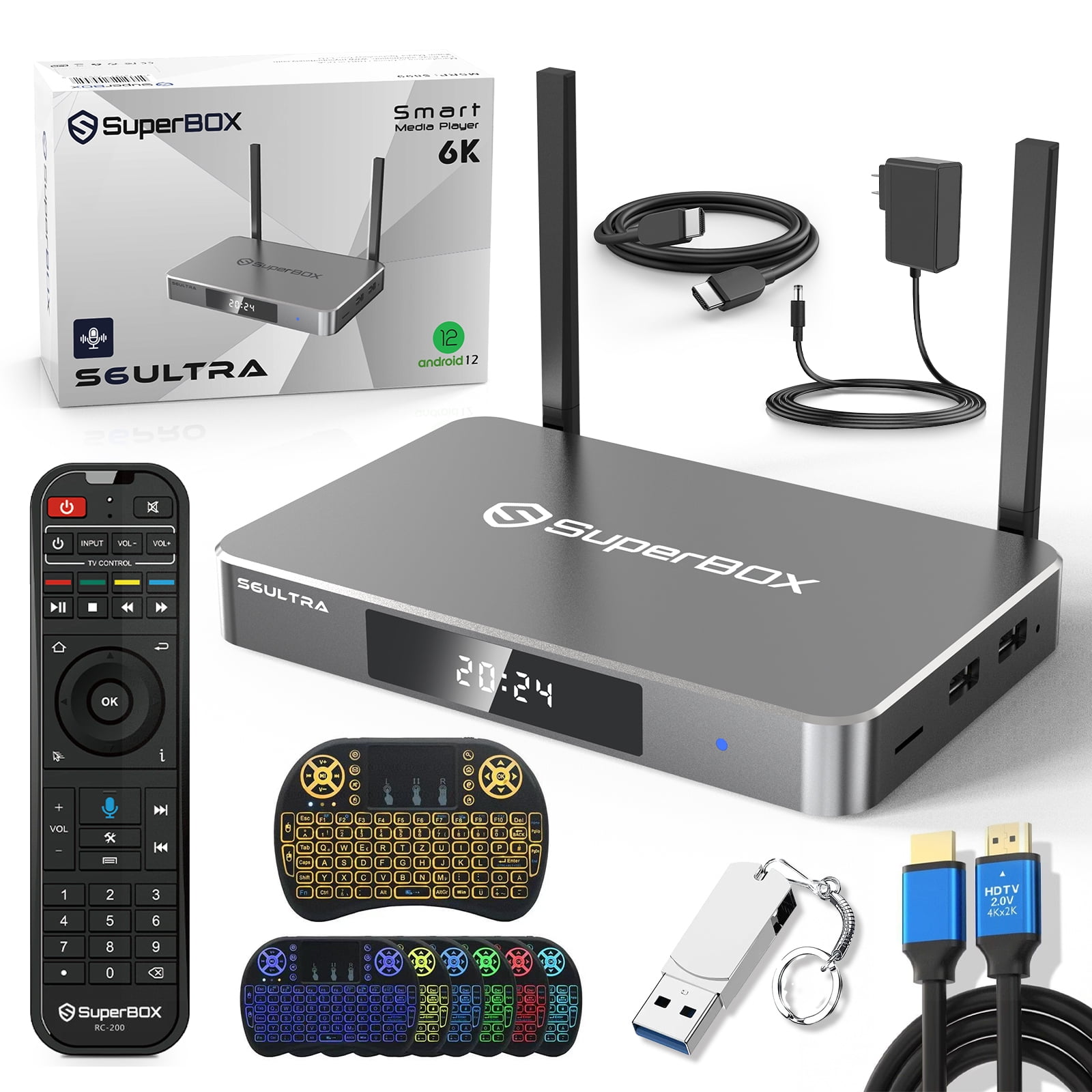 Super S6 Ultra Box ,2025 Pack 4GB RAM+128GB ROM,Dual-Band WiFi 6,Android 12 with 1*HDMI Cable,1 ...