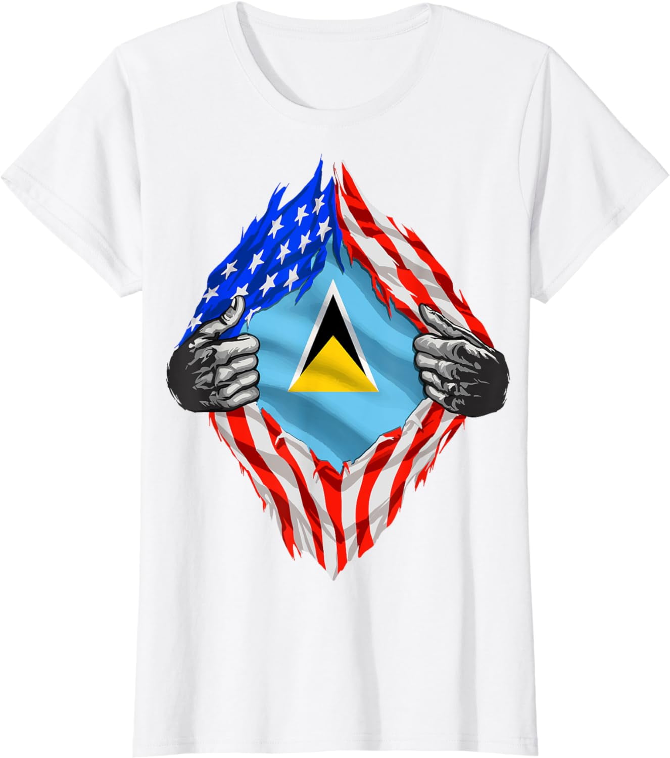 Super Saint Lucia America Flag St Lucia Day Lucian American T-Shirt ...