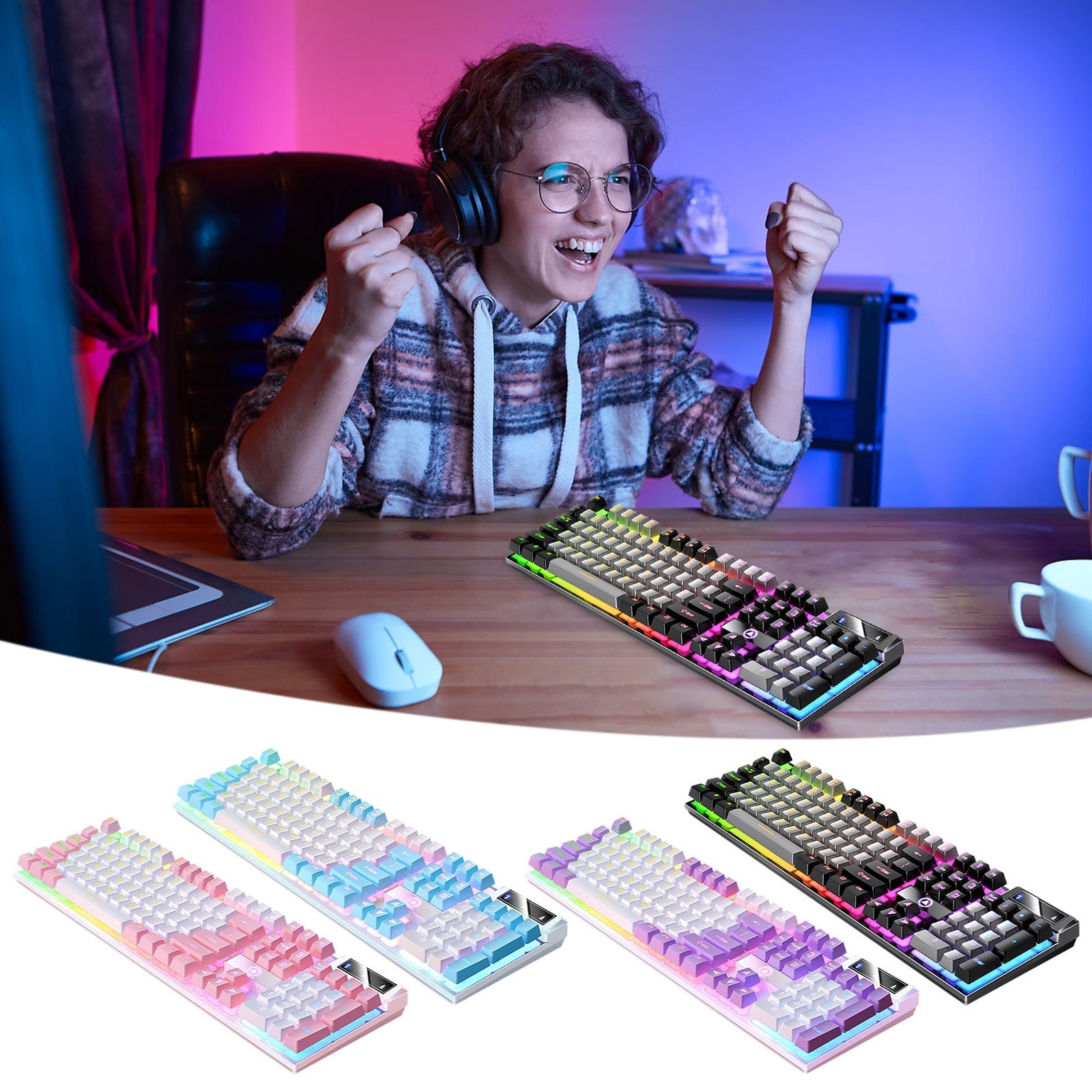 Super Sale Week, Gaming Keyboard USB Wired, Floating Ergonomic ...