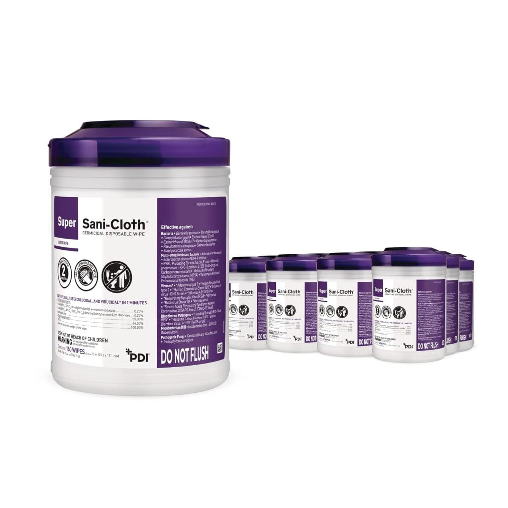 Super Sani-Cloth Germicidal Disposable Wipe, Large Wipes, Case of 12 ...