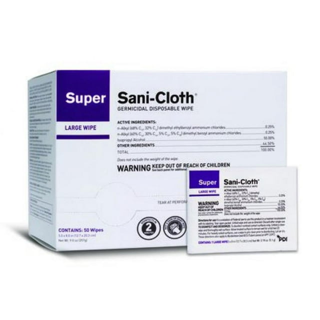 Super Sani-Cloth Surface Disinfectant Wipe, 5 x 8 Inch, 50 Count ...