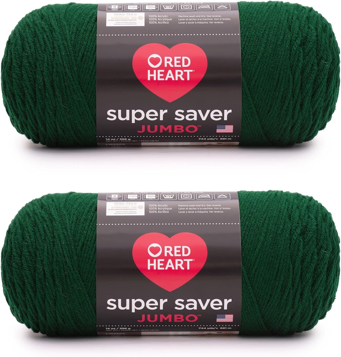 Super Saver Jumbo Hunter Green Yarn - 2 Pack of 14oz/396g - Acrylic - 4 ...