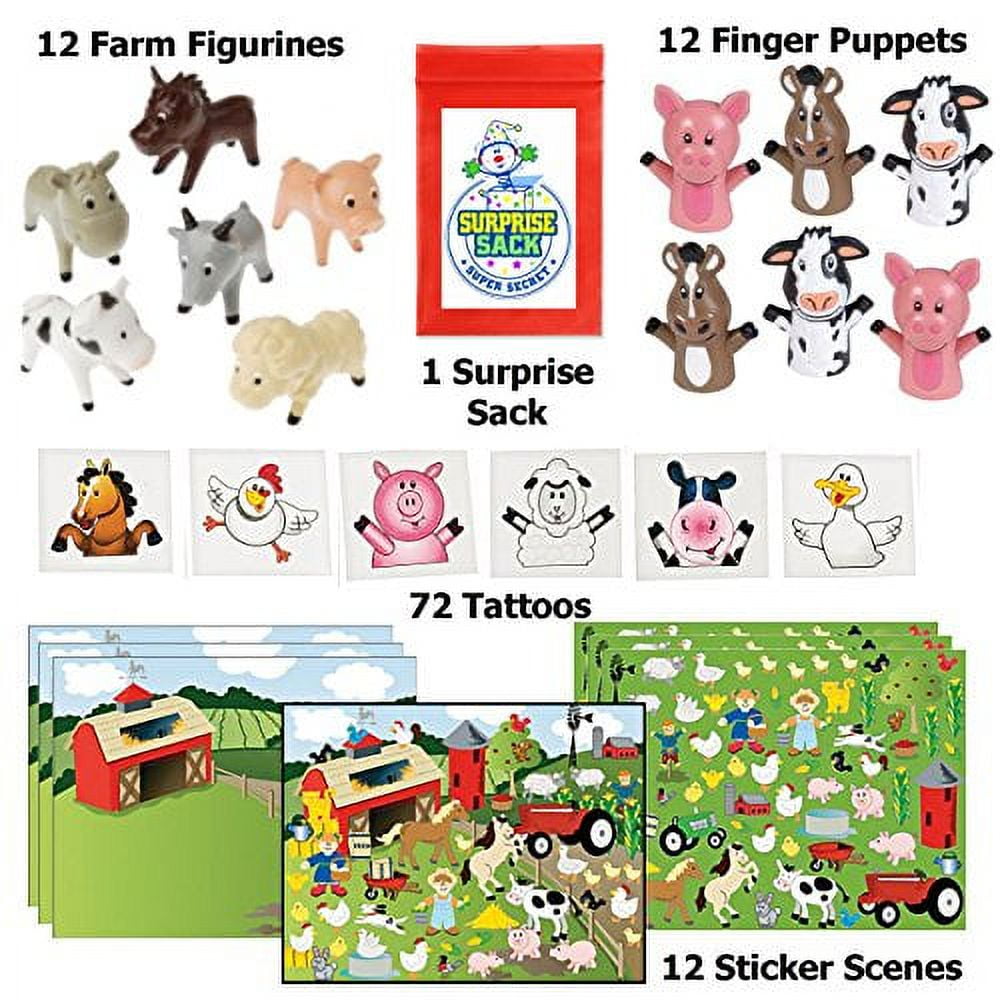 Super Secret Surprise Sack Farm Party Favor Pack - 108pc (12 Farm ...