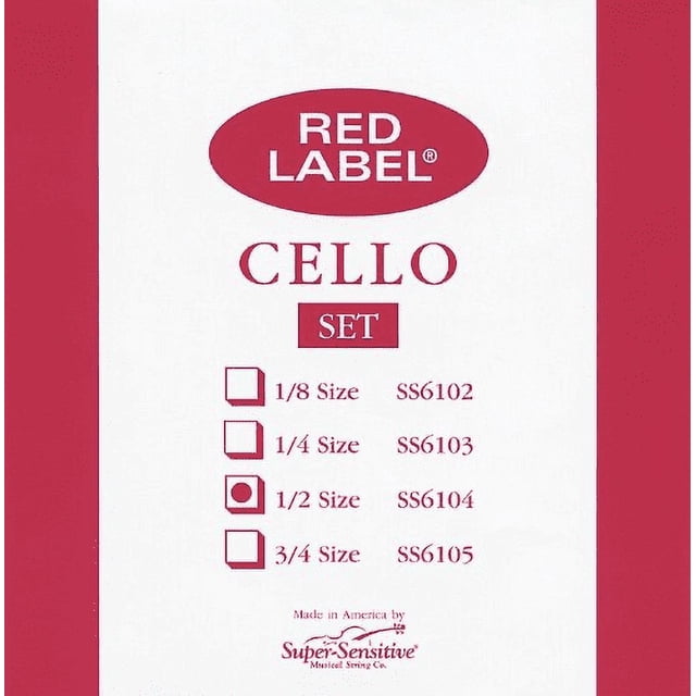 Super-Sensitive Red Label Cello String Set - 1/2 Size - Walmart ...