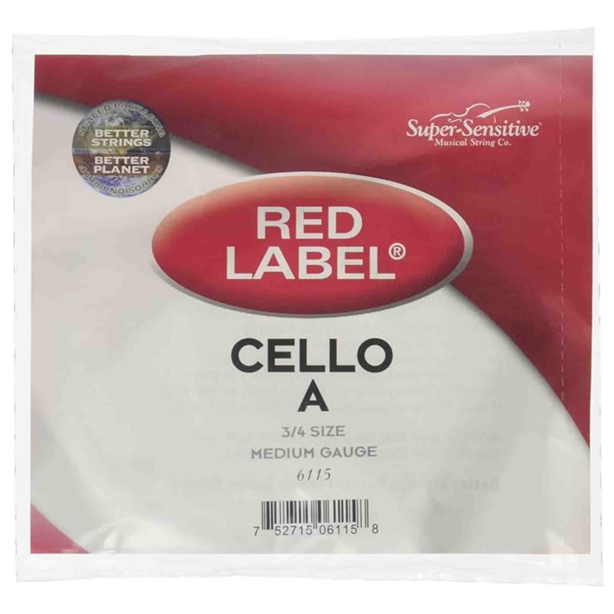Super Sensitive Red Label Series Cello A String 3/4 Size, Medium ...