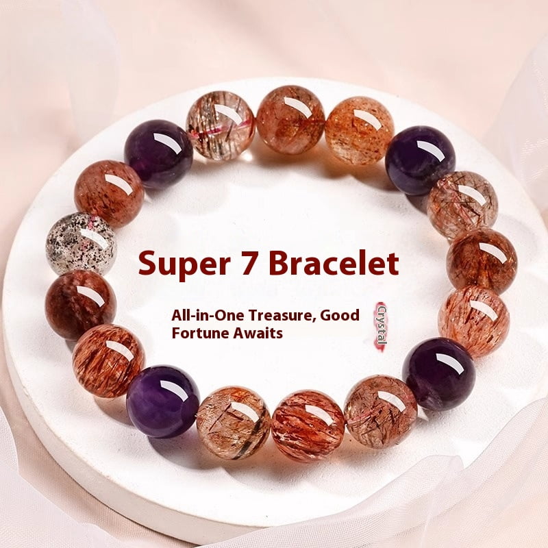 Super Seven Crystal Bracelet Natural Amethyst Multi-Gemstone Bracelet ...
