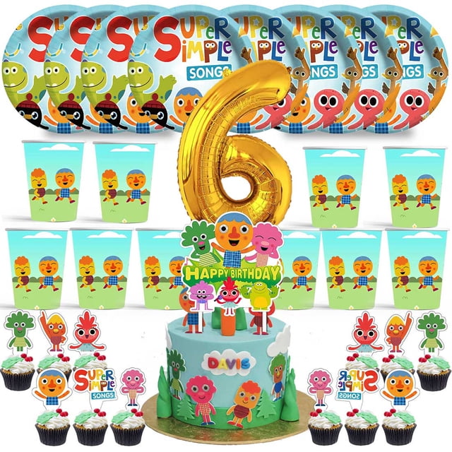 Super Simple Songs Birthday 6th Cups Party Supplies Plates Fans ...