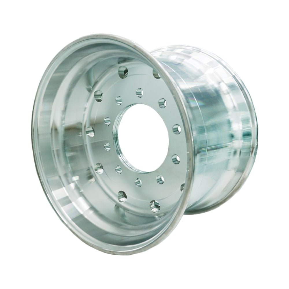 Super Single Truck Wheels 22.5x14 Rims Flat Face Polished Hub Pilot 2pc ...